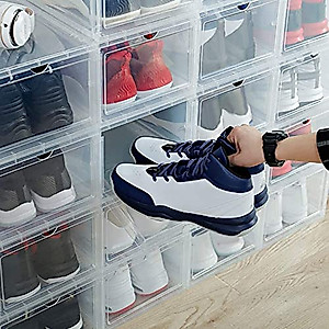 6pack Clear Shoes Box, Plastic Storage Bins Shoe Display Organizer Stackable Case Multi Space Saving Containers For Closet, Entryway, Drop Front, Cubby, Sneaker Foldable Organization Boxes With Lids