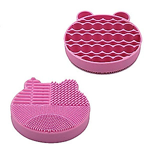 Makeup Brush Cleaning Mat,2 in 1 Makeup Brush Holder for Washing and Holder, Silicone Scrubber Pad for Drying Rack Cosmetic Clean Tools, 1 Pack