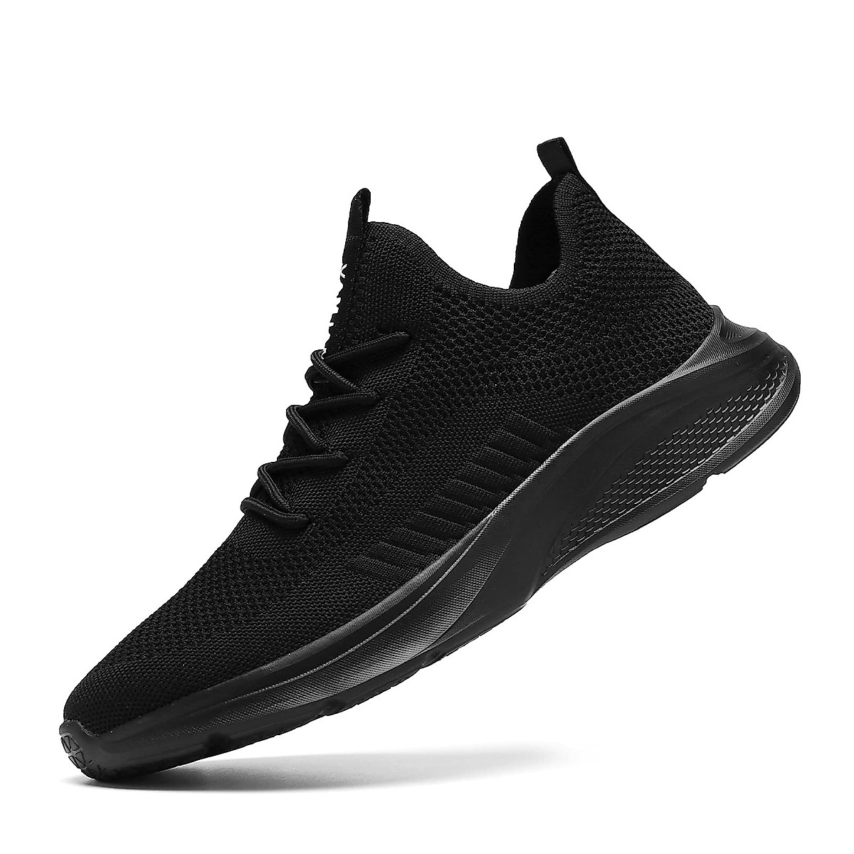 VAMJAM Men's Running Shoes Fashion Sneakers Lightweight Breathable Flying Knitting Lace Up Mesh Walking Shoes Workout Casual Sports Shoes Allblack Size 11