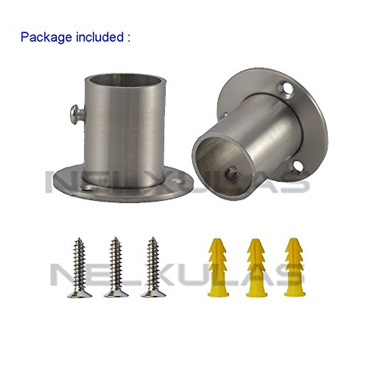 NELXULAS Stainless Steel Closet Rod Flange Holder for Pipe (AX1)
