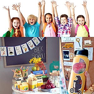 QTL School Stickers for Teacher Students Back to School Party Supplies Waterproof Vinyl Stickers for Water Bottles Laptop 50Pcs