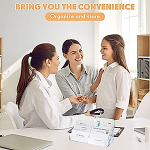 Jutom 4 Pcs 8 Pocket Acrylic Business Card Holder 7.68 x 3.43 x 3.82 Inch Business Card Holder Display Clear Stand Card Organizer Multi Business Card Holder for Desk Literature Flyer Pamphlet