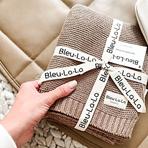 Bleu La La Organic Cotton Baby Swaddle Blanket - 100% Luxury Organic Cotton Knit Receiving Blanket - Soft Warm Unisex Shower Crib Blankets for Newborns Infants Boys & Girls (0-2Yrs - Milk Chocolate)