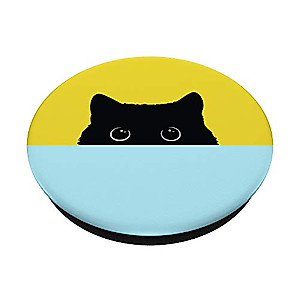 Peekaboo Black Kitty Cat - Funny Cat PopSockets PopGrip: Swappable Grip for Phones & Tablets