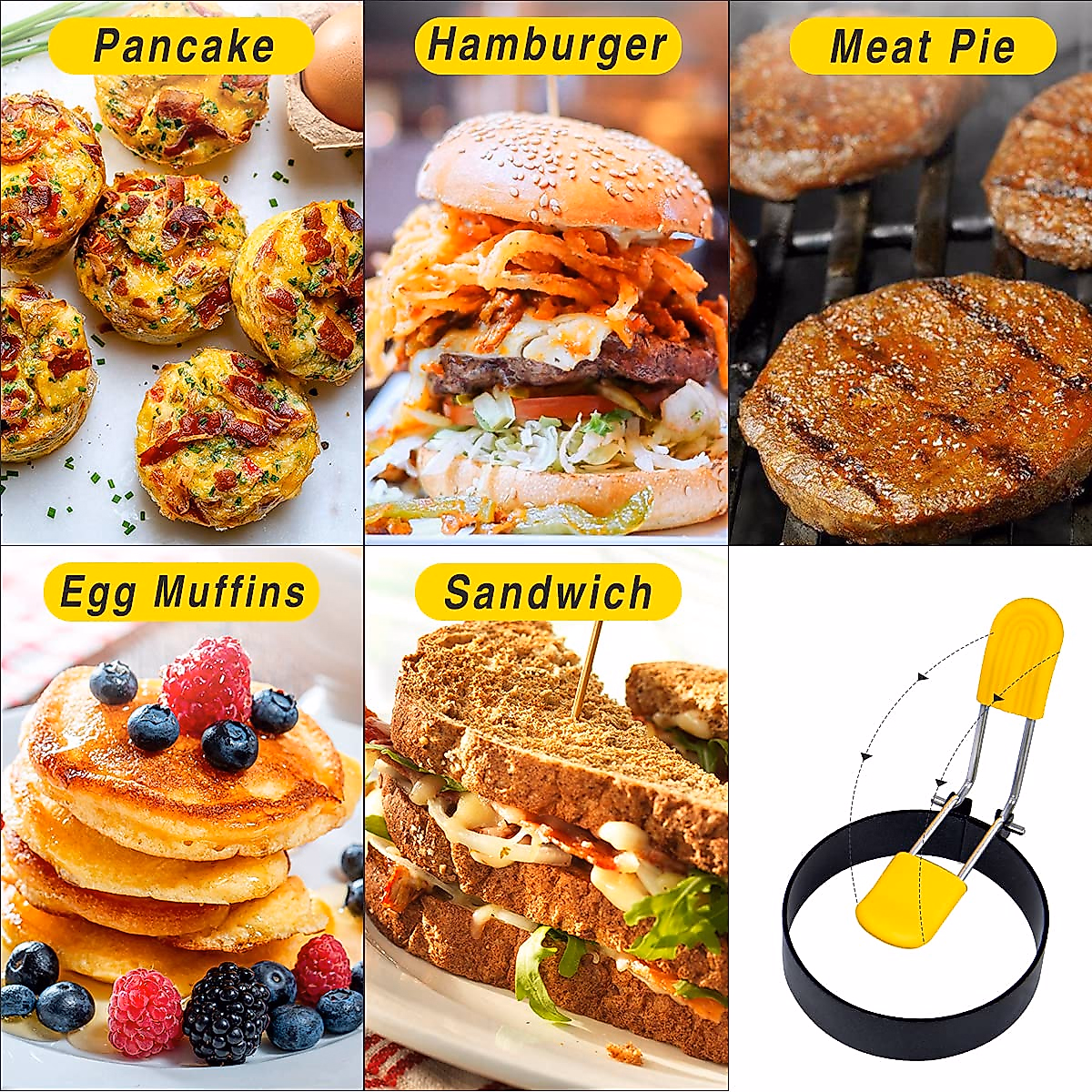 Egg Rings Egg Molds for Frying Egg Circles for Frying Eggs Round Egg Cooker Ring Stainless Steel Egg Shaper Cooking Tool for Frying Egg Sandwich Mold (4)