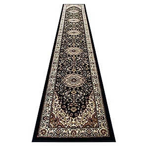 Bellagio Traditional Area Rug Runner 32 Inch X 15 Feet 10 Inch Black 401