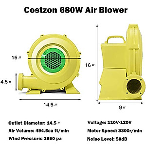 ReunionG 735W Air Blower, Pump Fan for Inflatable Bouncer, Bounce House and Bouncy Castle, Compact and Energy Efficient Commercial Blower (735W 1.0HP)