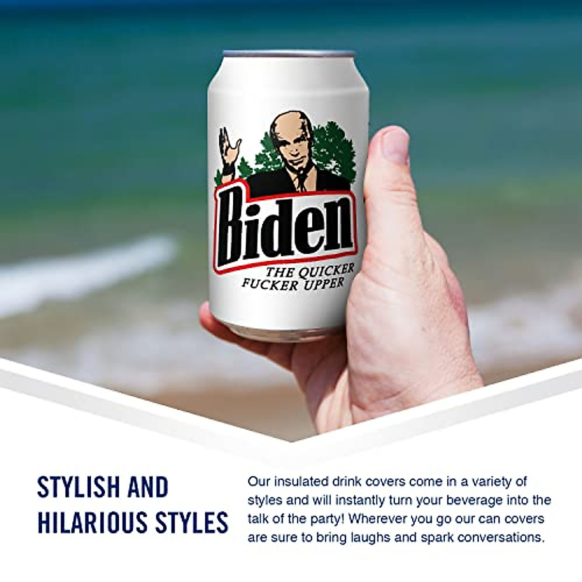 Beersy Silicone Sleeve Beer Can Cover - Insulated Can Sleeve - Novelty Disguise for Outdoor Events, Golf, Parties, Concerts,Tailgate - Hide a Beer To Look Like Soda, Fits 12 oz (Quicker Fucker Upper)