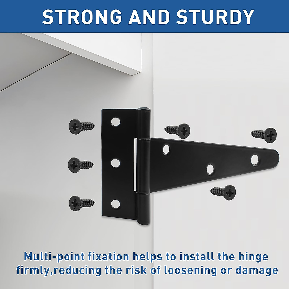 TamBee 5Inch Shed Door Hinges T-Strap Barn Door Hinges Outdoor Heavy Duty Hinges for Wood Wrought Hinges Hardware(2PCS)