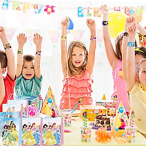 Princess Birthday Party Supplies, Princess Party Decorations Includes 12 PCS Slap Bracelets, 12 PCS Princess Paper Bags, 12 PCS Straws, 20 PCS Temporary Tattoo Stickers for Birthday Party