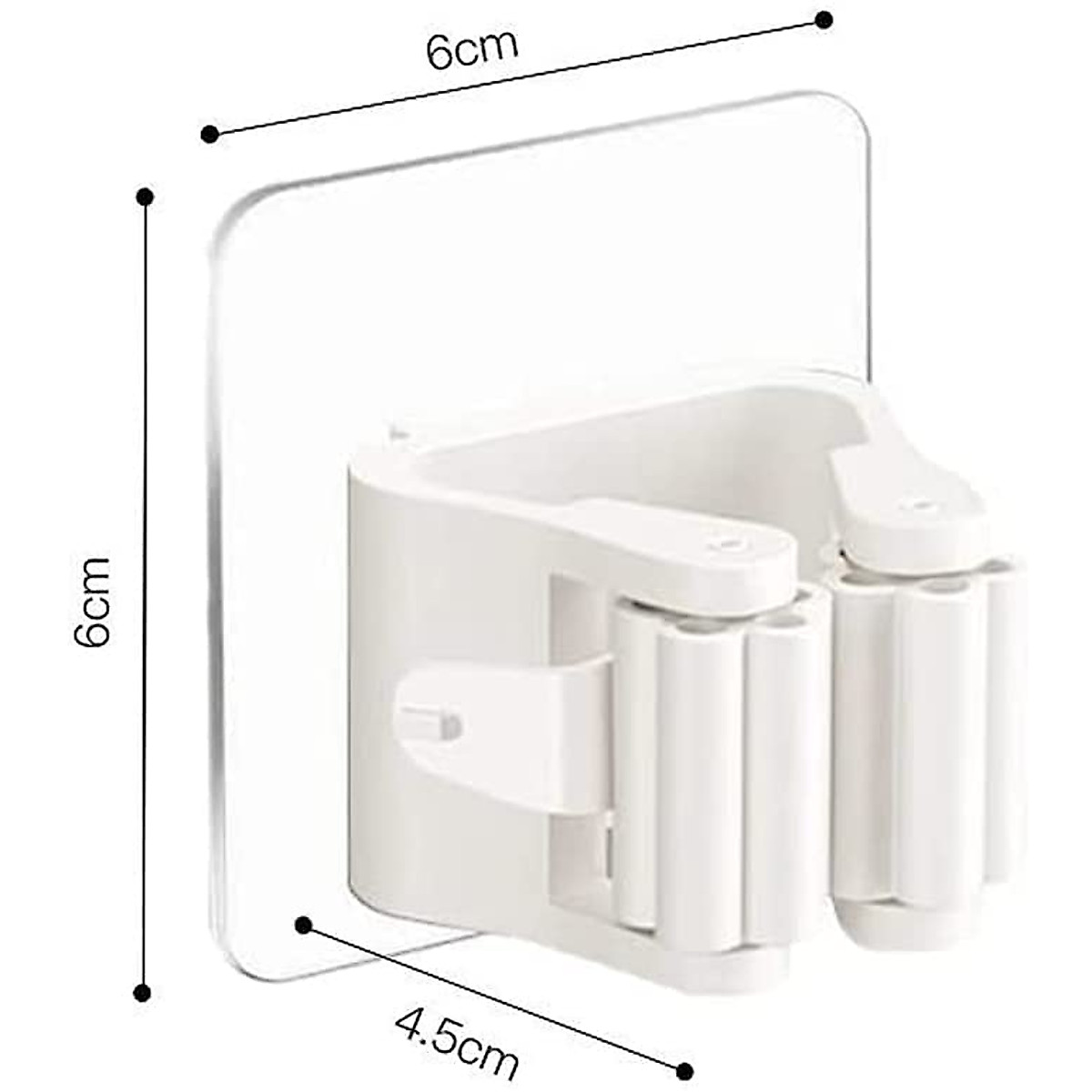 Broom Mop Holder Wall Mounted Garage Organization Tool 4Pcs Broom Gripper Holds Self Adhesive Reusable Super Anti-Slip Mop holder Organizer No Drill Install Easily Storage for Bathroom Kitchen Garden