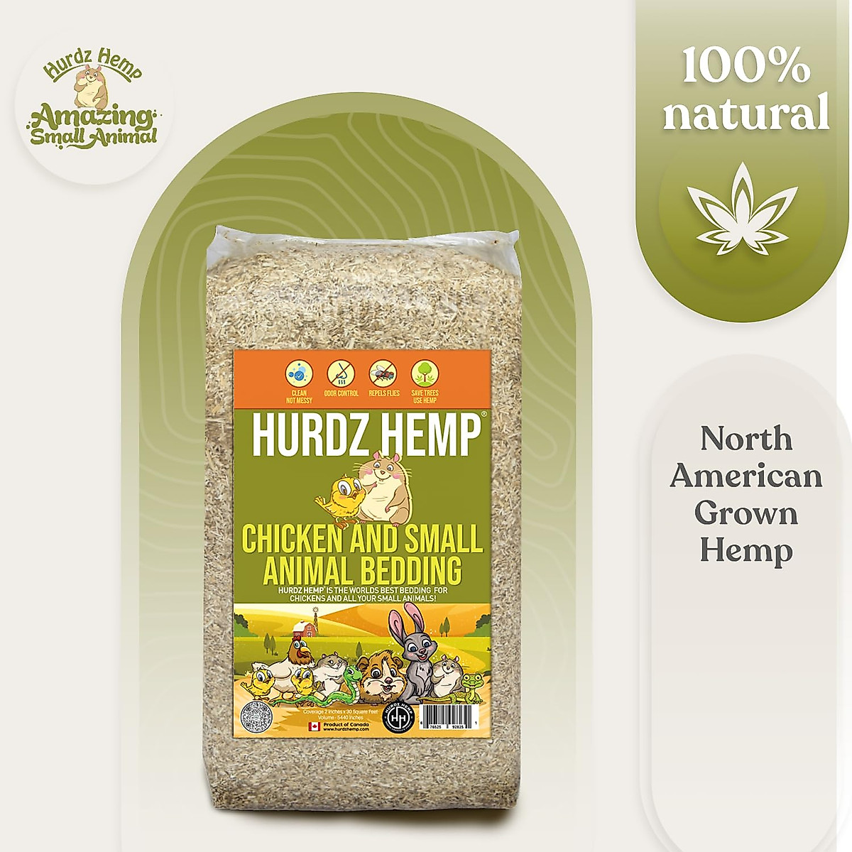 [33lbs] Hemp Bedding for Chickens - Made from 100% Natural Hemp - Superior Absorption & Odor Control- Eco-Friendly Hemp Bedding for Chickens - Easy Maintenance Hemp Bedding for Small Animals
