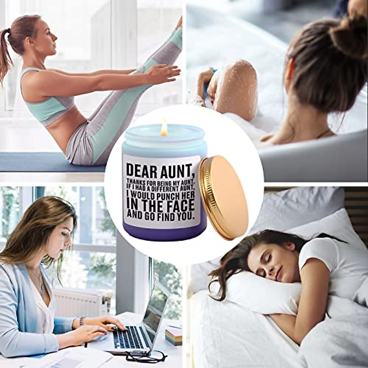 Mothers Day Gifts for Aunt, Aunt Gifts, Best Aunt Ever Gifts, Aunt Gifts from Niece Nephew, Aunt Birthday Gift, Funny Thanksgiving Christmas Gifts for Aunt Auntie - Acotxber Lavender Scented Candles