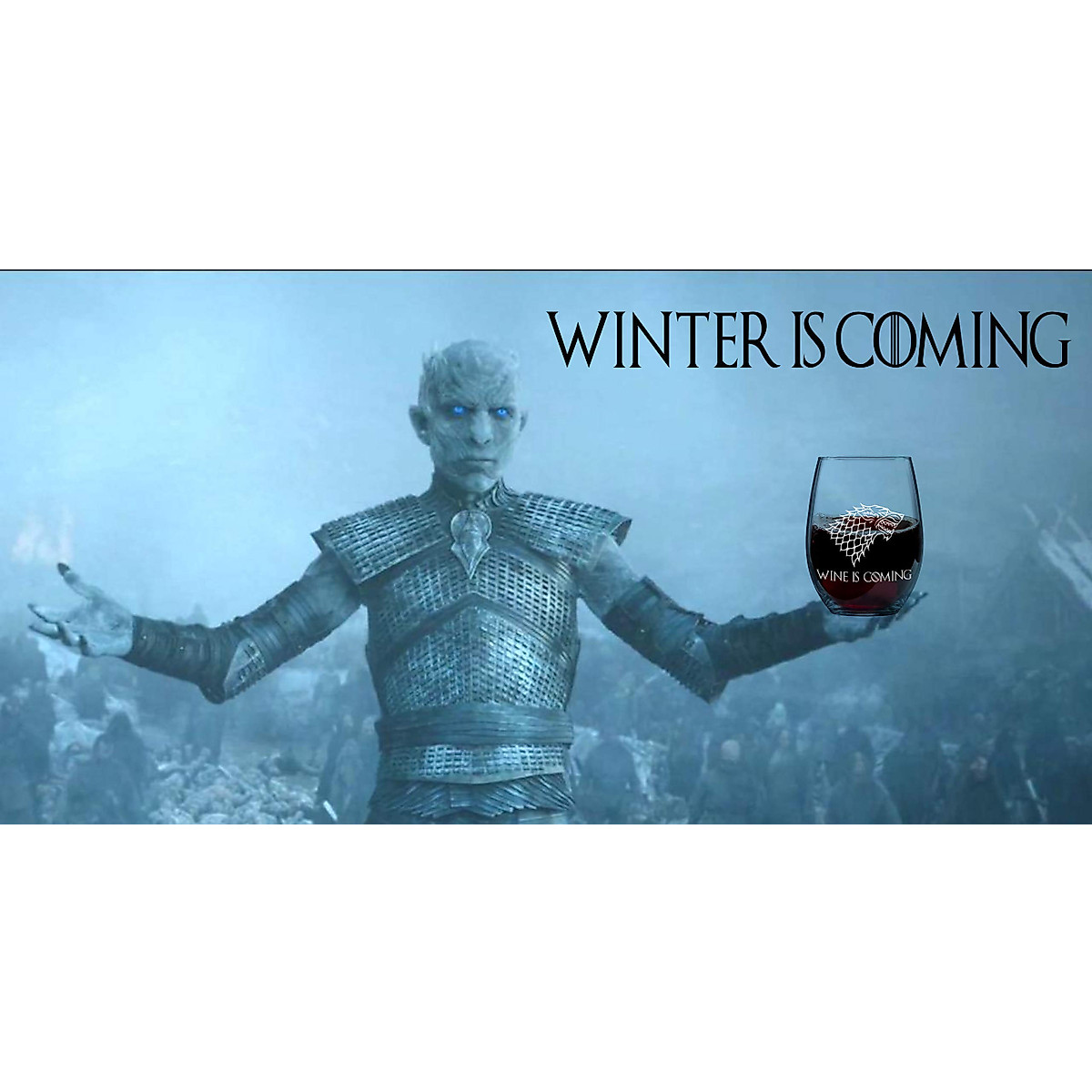 Game of Thrones Merchandise - Wine is Coming Stemless Wine Glass - 21 oz Large Permanently Etched, Dishwasher Safe Glass - Ready for Gifting! Christmas Gift for Game of Thrones fan
