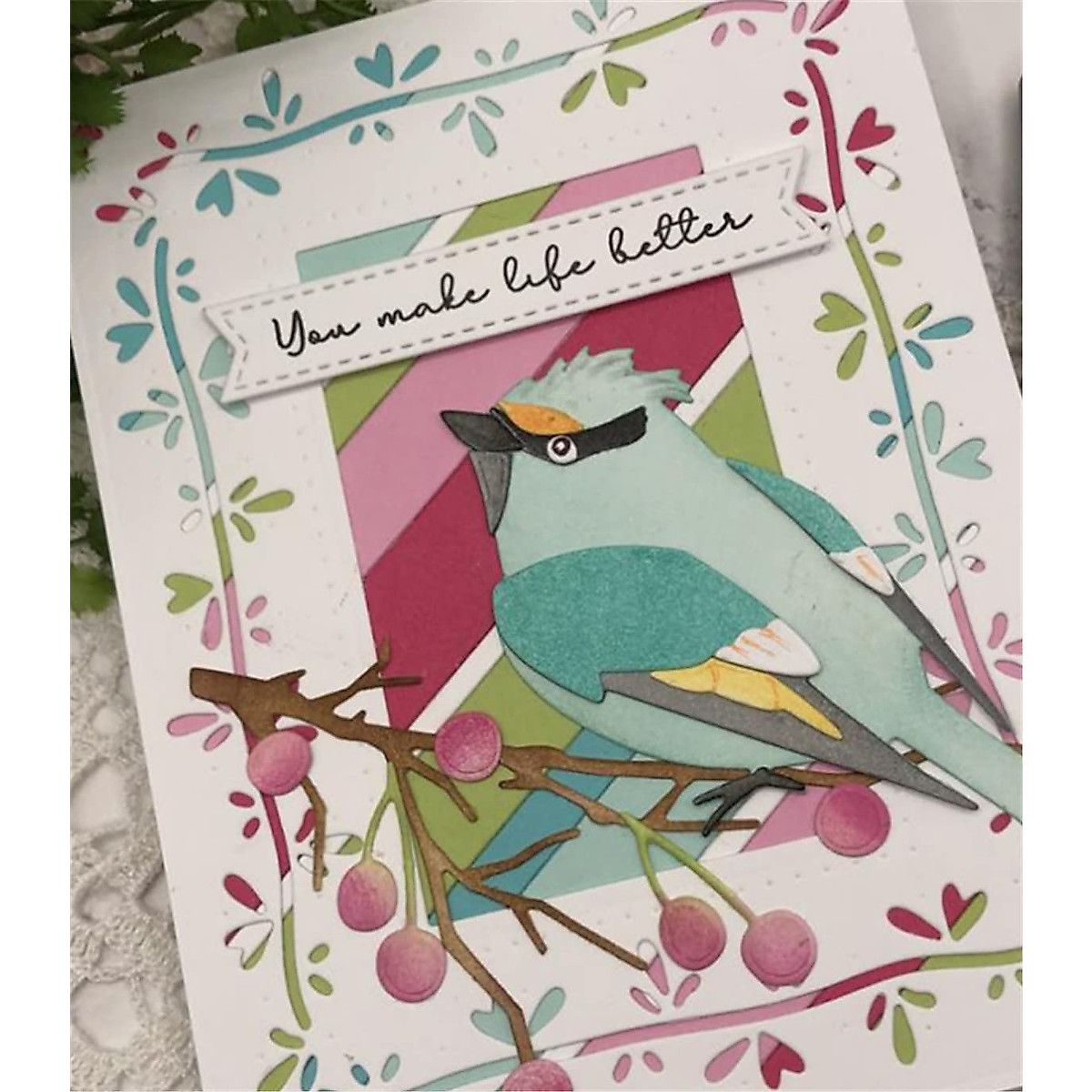 Ammsochy Cutting Dies Metal Stencils Scrapbooking Tools Flowers Lace Frame DIY Embossing Template for Paper Card Making Album Arts Crafts Supplies (Rectangle Love line frame-13.8x10.5cm)