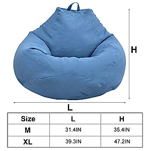 Bean Bag Chair Sofa Cover(No Filler), Lazy Lounger High Back Large Bean Bag Storage Chair Cover Sack for Adults and Kids Without Filling (Blue, XL)