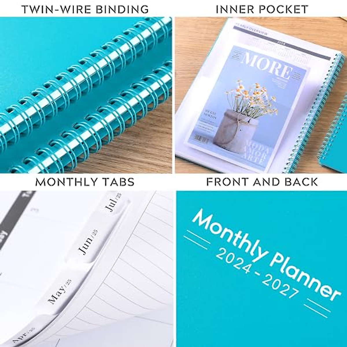 2024-2027 Monthly Planner/Monthly Calendar - 3 Year Monthly Planner 2024-2027, JUL 2024 - JUN 2027, 9" x 11", 36 Monthly Planner + Pocket - Teal