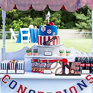 Haooryx Baseball One Letter Sign Wooden Table Centerpiece for Kids First Birthday Decoration, My Rookie Year Centerpieces Sport Theme Party Supplies One Year Old 1st Birthday Baby Shower Photo Props