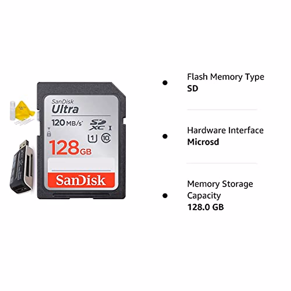 SanDisk 128GB Ultra Class 10 SDXC UHS-I SD Memory Card for Canon EOS Rebel T8i T7i T7 T6i T6S T6 T5i T5 T3i SL2 SL1 EOS 90D 80D 77D 70D EOS 9000D 800D 760D 750D DSLR Camera + Accessories