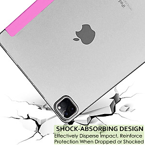 DuraSafe Cases for iPad PRO 12.9 6 5 4 Gen 2022 2021 2020 [iPad 12.9 Inch 6th 5th 4th ] A2436 A2764 A2437 A2766 A2378 A2461 A2379 A2462 A2229 A2069 A2233 Hard Smart PC Translucent Back Cover - Pink