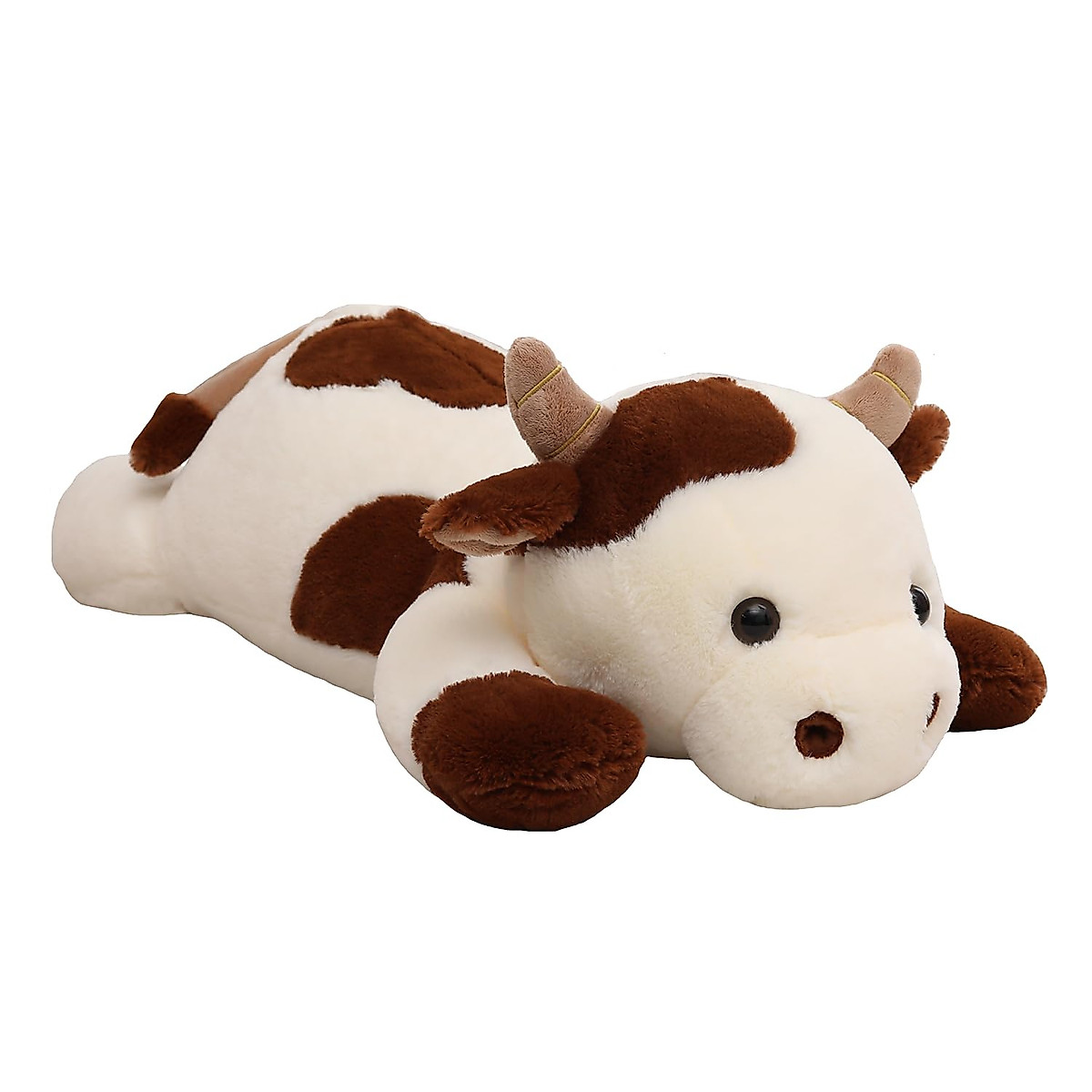 YESGIRL 25.6 inch 5 lbs Cow Weighted Stuffed Animals, Large Weighted Plush Animal, Cute Plush Toy Pillow, Soft Kawaii Plushie Gifts for Adults, Kids, Boys and Girls(Off-White)