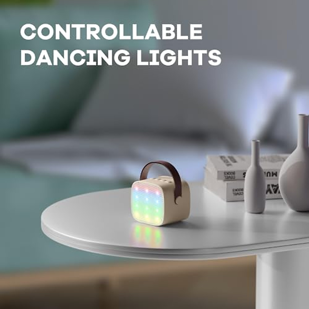 YLL Kids Karaoke Machine, Portable Bluetooth Speaker with Wireless Microphone for Adults, Karaoke Toys Gifts for Girls Ages 4, 5, 6, 7, 8, 9, 10, 12 +Year Old Birthday Party (Beige)