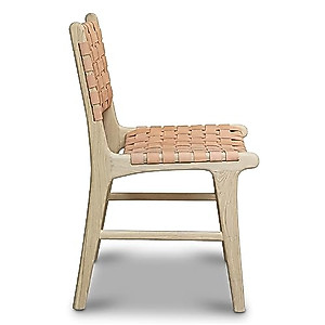 POLY & BARK Banda Teak & Leather Dining Chair, Russet Natural