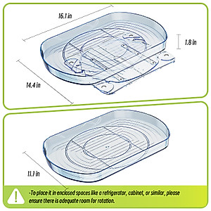 Lazy Susan for Refrigerator, Fridge Lazy Susan Truntable for Storage Pantry, Refrigerator Lazy Susan Rectangle for Kitchen, Square Turntable Organizer for Fridge, Cabinet, 16.1 x 11.1 Inch