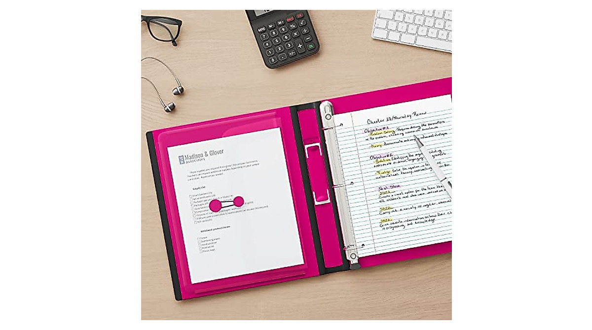 Staples Pink 1.5-Inch 3-Ring Binder for Large Projects