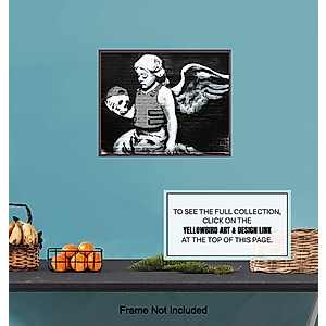 Banksy Fallen Angel with Skull Wall Art - Graffiti Wall Decor Street Art Poster Print - Urban Mural - 8x10 UNFRAMED