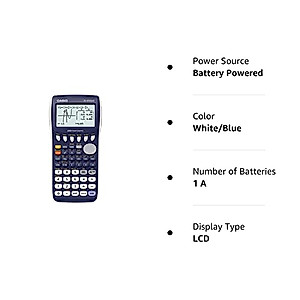 Casio fx-9750GII Graphing Calculator with icon based menu. Color white.