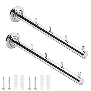 SCDGRW 2 Pcs Wall Mounted Clothes Hanger Rack, Stainless Steel Hook Holder, Space Saving Clothing Hanging System Closet Storage Organizer Drying Rack Coat Hook for Bathroom, Bedroom, Laundry Room