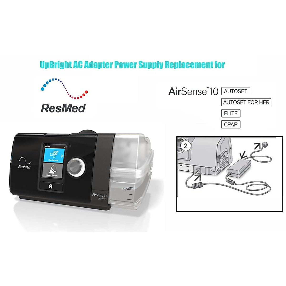 OEM 90W UL Testing Certification 24V 3.75A AC/DC Adapter Compatible with ResMed Airsense 10 Air Sense S10 AirCurve 10 Series CPAP BiPAP Machines Medistrom Pilot-24 Lite Battery Backup Power Supply