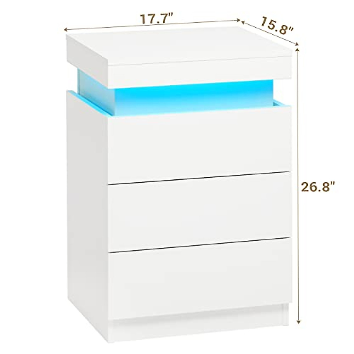 ADORNEVE Nightstand with Charging Station and LED Lights,Night Stand with Sliding Top for Bedroom,Bedside Table with Drawers,Modern End Side Table,White