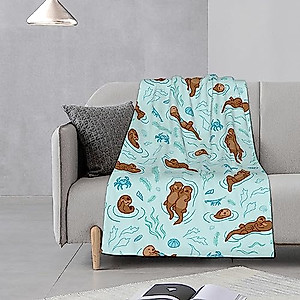 LAKIMCT Otter Swimming Blanket for Couch Bed Throw Blanket, Aesthetic Decorative Blanket for Travel Camping Comfy Blanket, Full Size Blanket, 30x50 inch