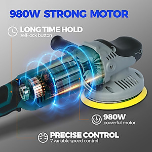 Holikme 42 Pack Dual Action Polisher，Buffer Polisher,DA Buffer Polisher Waxer, 7 Variable Speed, 6500 RPM,Car Buffers And Polishers kit,Car Accessories,Buffer Machine