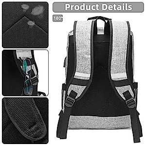 HFSX Laptop Backpack Women Men College Backpacks Bookbag Vintage Backpack Book Bag Fashion Back Pack Anti Theft Travel Backpacks with Charging Port fit 15.6 Inch Laptop Grey
