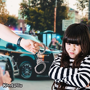 Kangaroo - Police Role Play Kids Toy Handcuffs with Keys for Kids, Fake Pretend Play Mini Metal Halloween Sheriff Handcuff Props, Police Toys, hand cuffs, Hand Cuffs Police, Toy Handcuffs for Kids