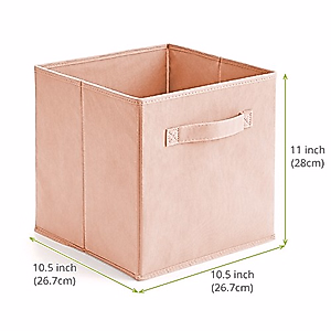 EZOWare Bundle Kit 6 Pcs Pale Dogwood Collapsible Fabric Cube Storage Bin Baskets + 4 Closet Wardrobe Dresser Drawer Organizer Divider For Organizing Nursery Baby Clothes