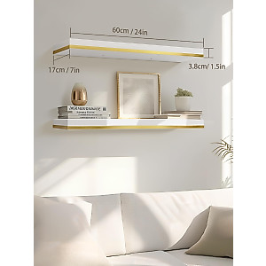Sivapleso Floating Shelves Set of 2, Modern White Floating Shelves for Wall 24 Inches Long Wall Hanging Shelf with Invisible Brackets for Room Wall