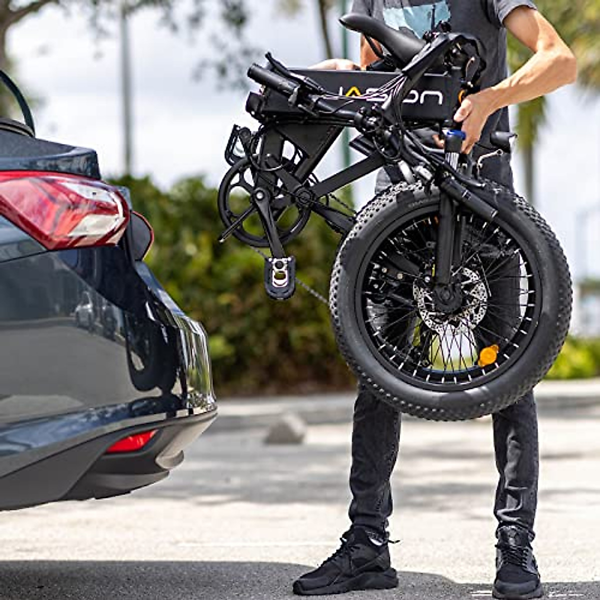 Jasion EB7 2.0 Electric Bike for Adults, 500W Motor 20MPH Max Speed, 48V 10AH Removable Battery, 20" Fat Tire Foldable Electric Bike with Dual Shock Absorber, and Shimano 7-Speed Electric Bicycles