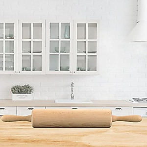 Fackelmann Rolling Pin Wooden with Bearings, Brown, 2.36" x 17.32"