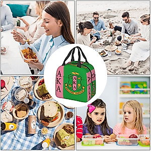 Sorority Gifts Lunch Bags Insulated Lunch Box Portable Foldable Lunch Bags Adult Reusable Lunch Tote Bag For Work Picnic Travel Camping Totes Bag Paraphernalia Bag(Pink-2)