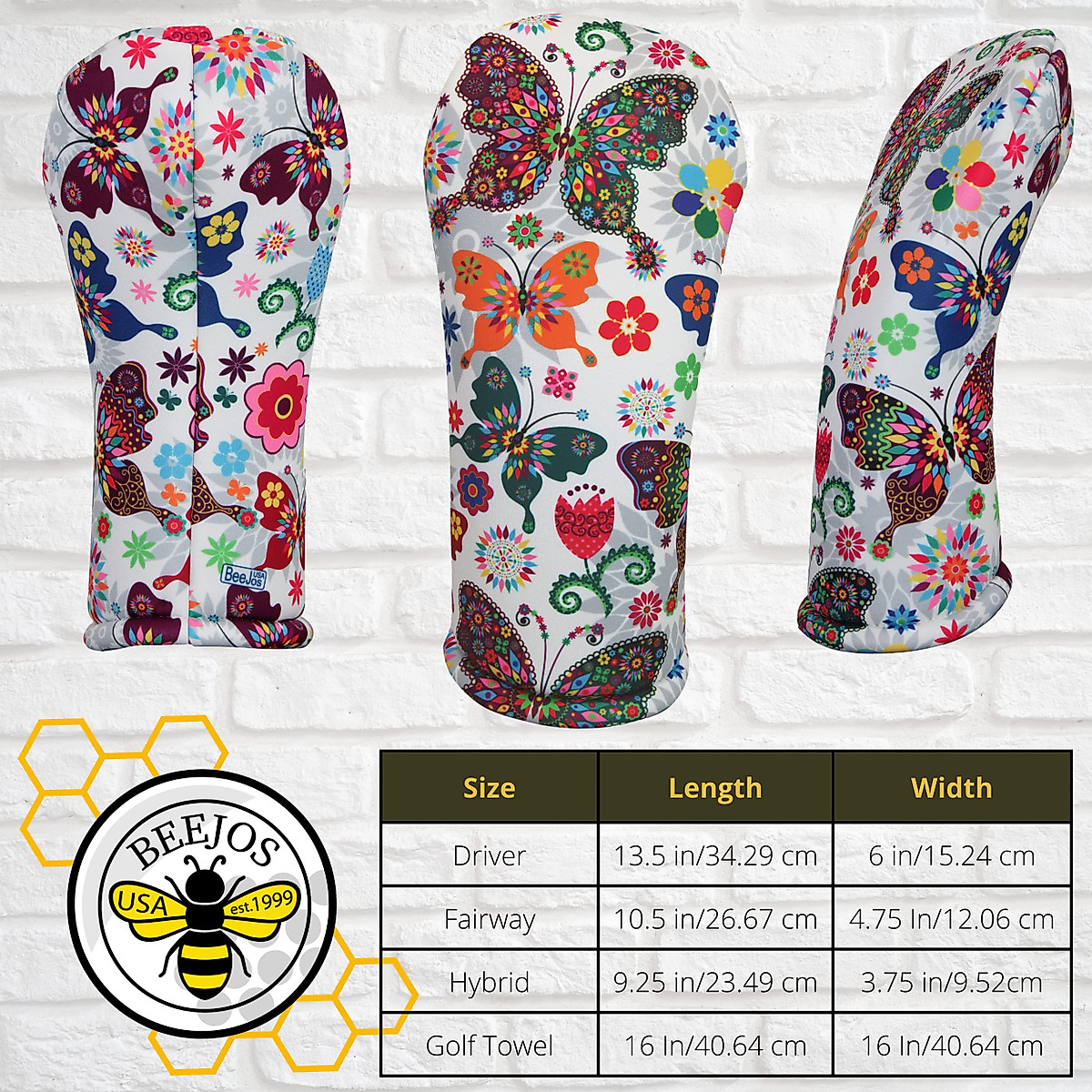 Mosaic Butterflies Driver 460cc Club Headcover Handmade by BeeJos