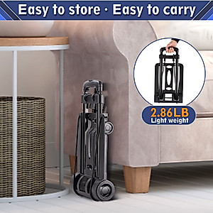 Jogtlyer Folding Hand Truck Lightweight,Foldable Dolly with 2 Directional Wheels,50 lbs Samll Hand cart for Luggage,Dolly for Moving Travel Shopping Airport Office Use