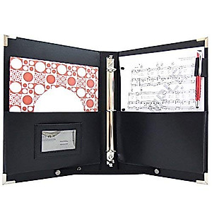 Orginal -MSP PU Leather Sheet Music Holder | 9.5" x 12" - Music Folder with Hand Strap for Musician- Improved Design (3 Ring Binder)