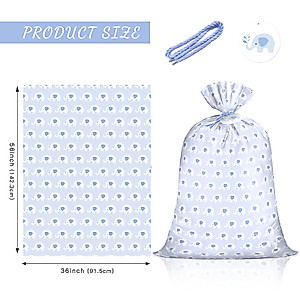 WRAPAHOLIC 56" Large Baby Boy Plastic Gift Bag - Cute Blue Elephant Design for Baby Shower, Kids Birthdays, Parties, Celebrating, or Any Occasion - 56" H x 36" W