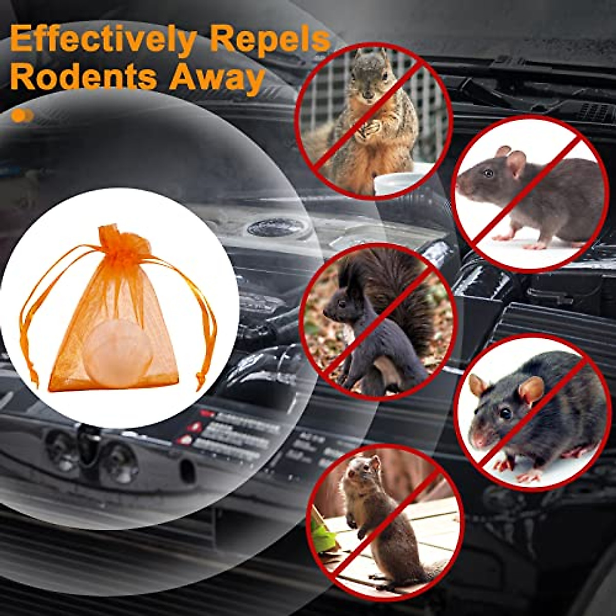 PESKEGIS Pack of 10 Squirrel Repellent, Squirrel Deterrent Peppermint Oil, Chipmunk Repellent Outdoor to Repels Squirrel Rats Mouse, Keep Rodents Out of Garden Engines