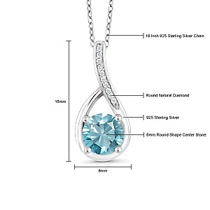 Gem Stone King 925 Sterling Silver 6MM Round Gemstone Birthstone and White Diamond Necklace | Infinity Pendant Necklace for Women | With 18 Inch Chain