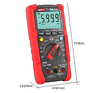 UNI-T Industrial Digital Multimeter UT191T (IP65, 2M Drop Test) True RMS 6000 Counts ACV LPF ACV Peak Hold AC DC Voltage Current LOZ ACV Temperature Resistance Capacitance Frequency Duty Cycle
